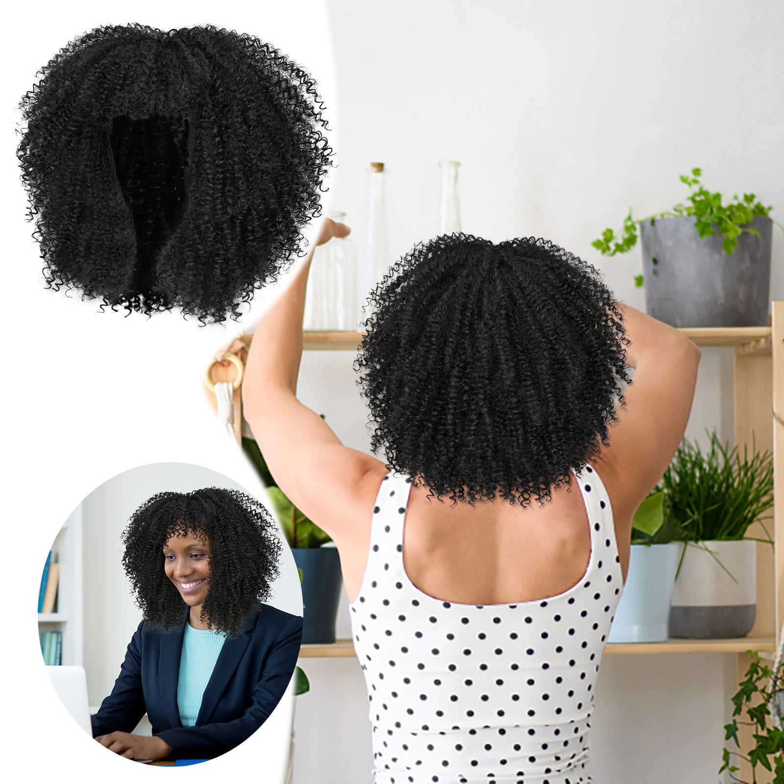 Wigs for Women 16 Inch Short Hair Weird Curly Wig With Bangs For Lolita ...