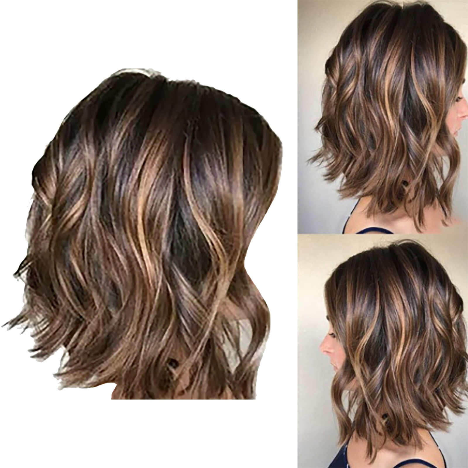 Wigs for Women Women's Long Hair Brown Gradient Fiber Head Cover Rose ...