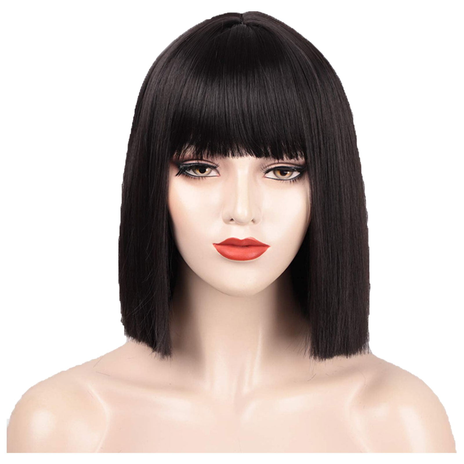 Wigs for Women Women's Wig Short Straight Hair With Flat Bangs Bob One ...