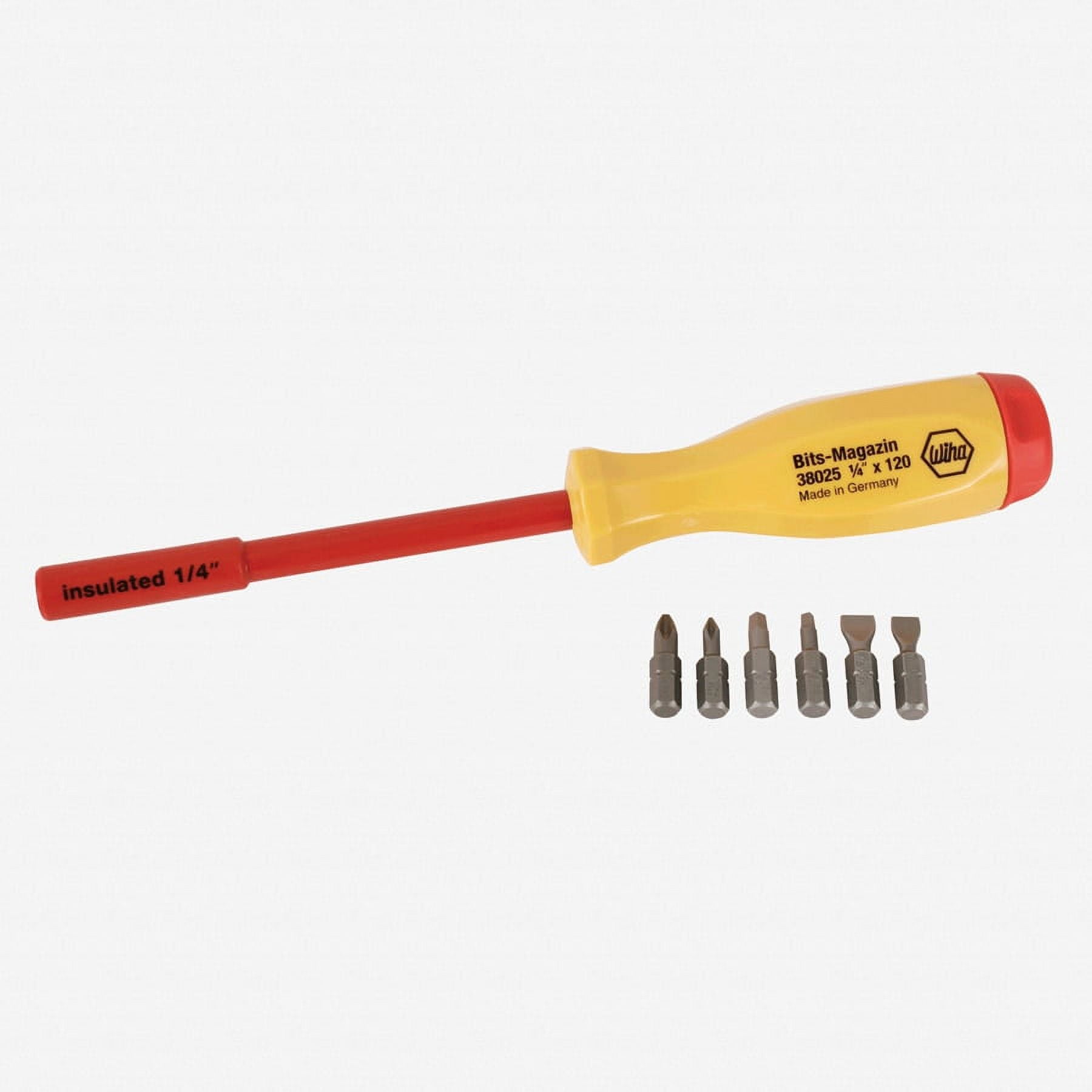 Wiha 38007 Insulated Multi-Bit Screwdriver Slotted/Phillips/Square ...