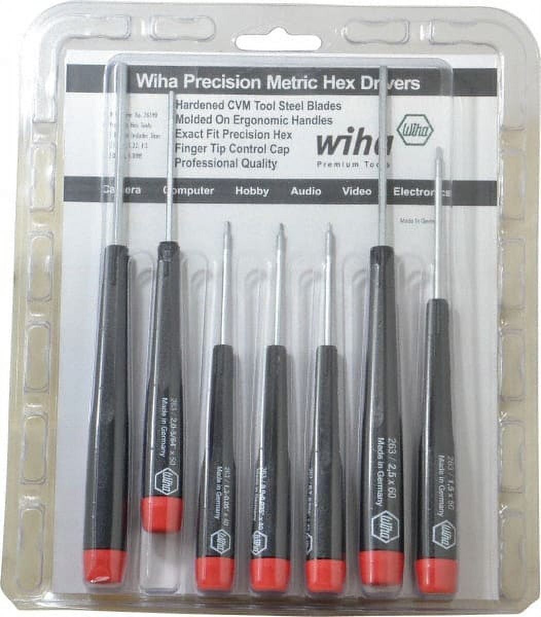 Wiha 7 Piece, 0.71 to 3mm Precision Hex Driver Set Comes in Display Box ...