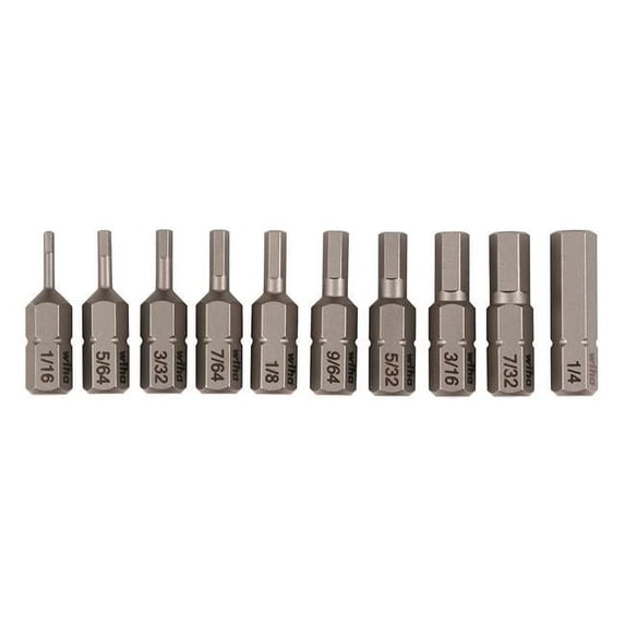 Wiha Hex SAE Bit Set (1/16" - 1/4") - 10 Piece Set - Walmart.com