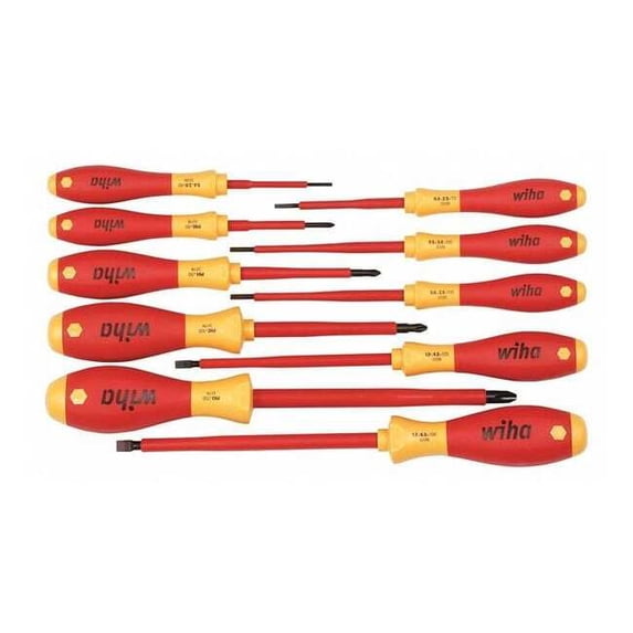 Wiha Insulated Cushion Grip 10 Piece Slotted and Phillips Head ...