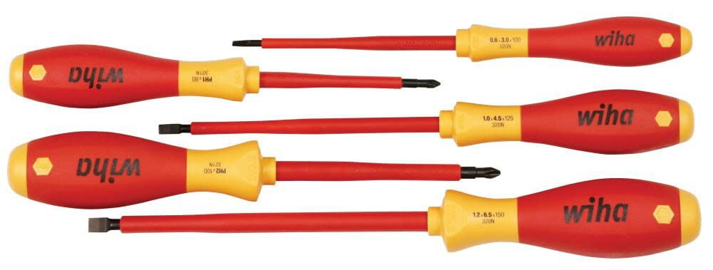 Wiha 32091 5-Piece 1000-Volt Slotted and Phillips Insulated Screwdriver ...