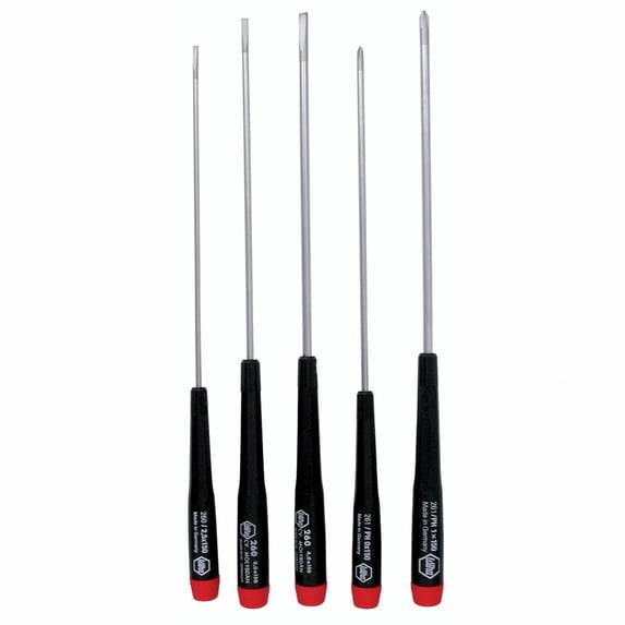 Wiha Precision Long Flat Tip Phillips Screwdrivers (5 Piece Set ...