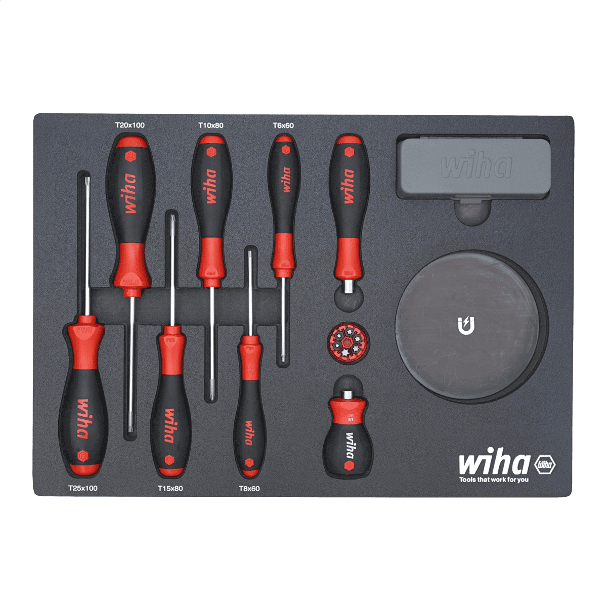 WIHA Tools 45 Piece Knife Maintenance Magnetic Workstation Tray Set ...