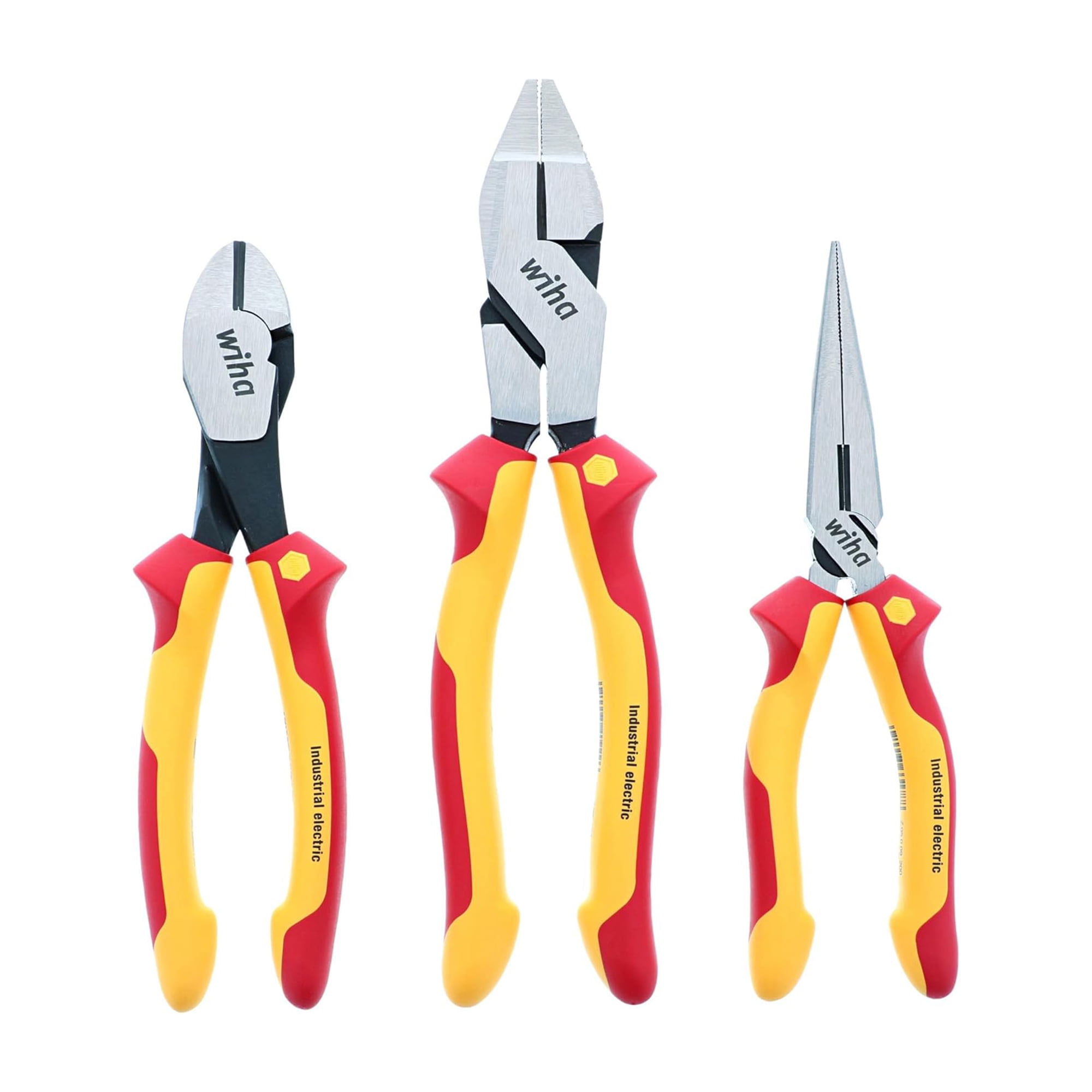 3 Piece Insulated Industrial Grip Pliers & Cutters Set Wiha Tools 32968 ...