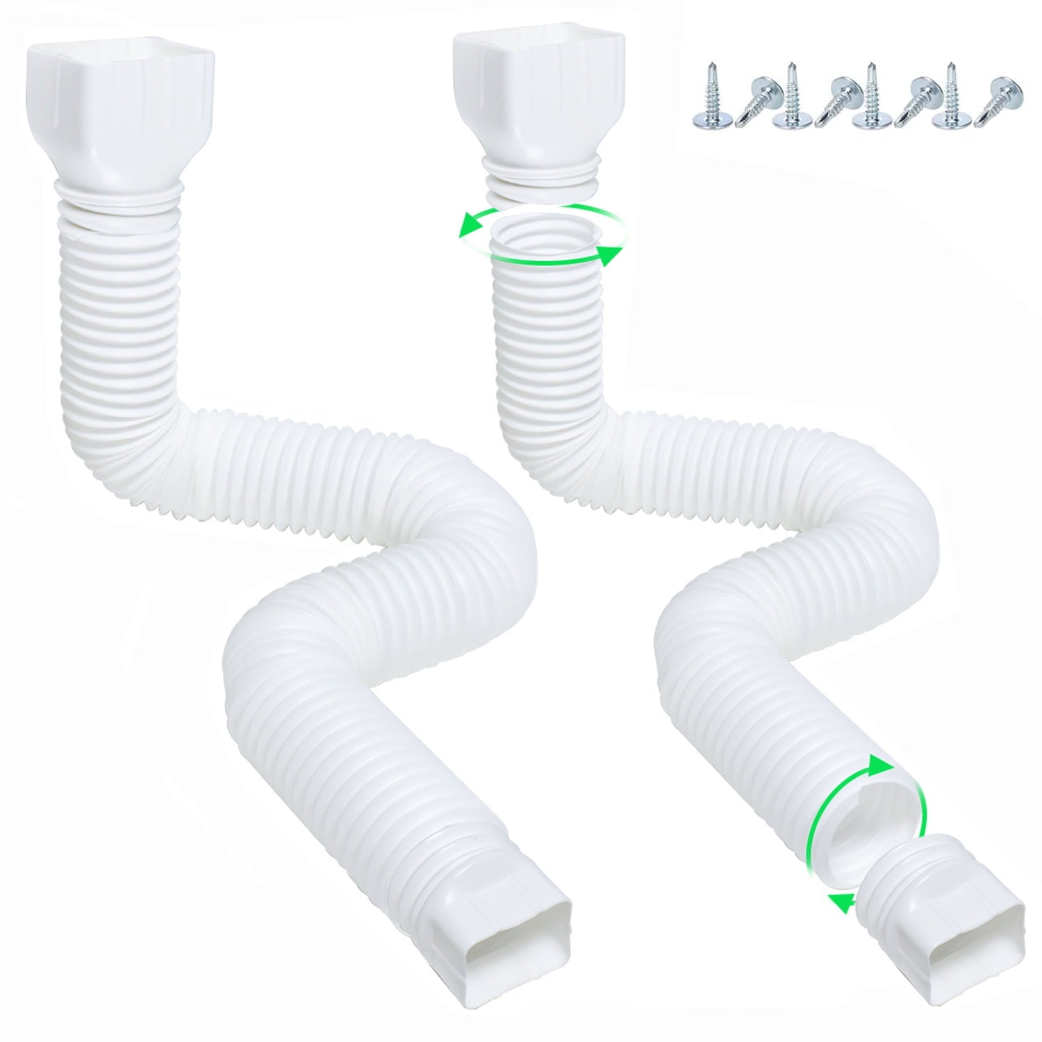 Wiher 2 Pack Flexible Rain Gutter Downspout Extensions,Drain Downspout ...