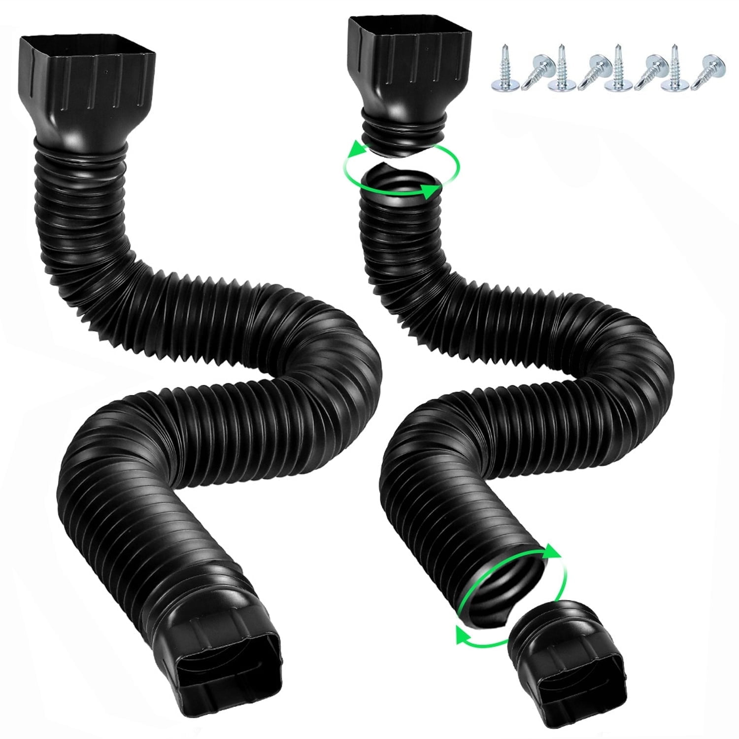 Wiher 2 Pack Flexible Rain Gutter Downspout Extensions,Drain Downspout ...