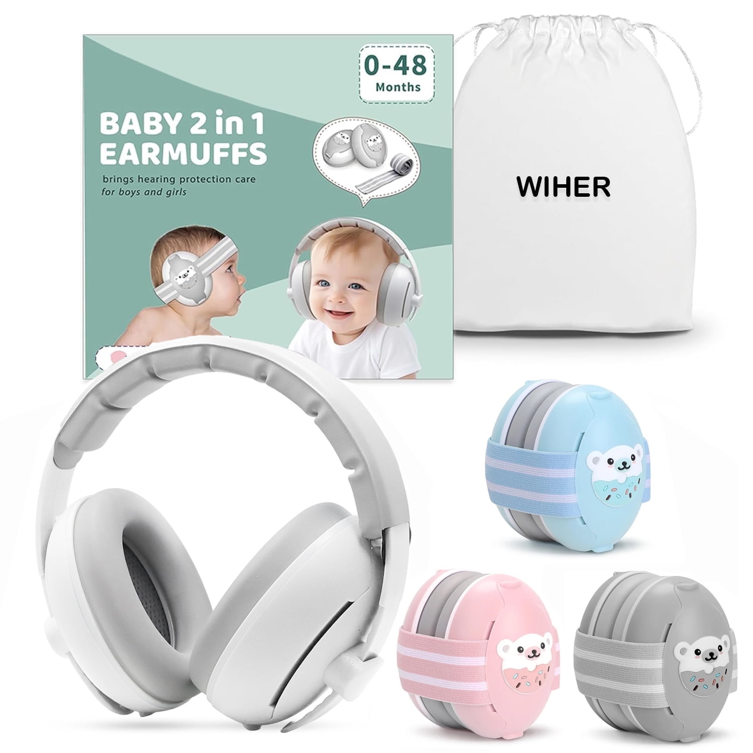 Wiher Baby Ear Muffs, 2-in-1 Baby Headphones for Noise Protection ...