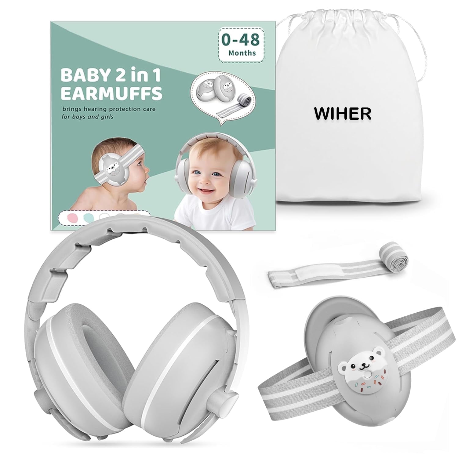Wiher Baby Ear Muffs, 2-in-1 Baby Headphones for Noise Protection ...