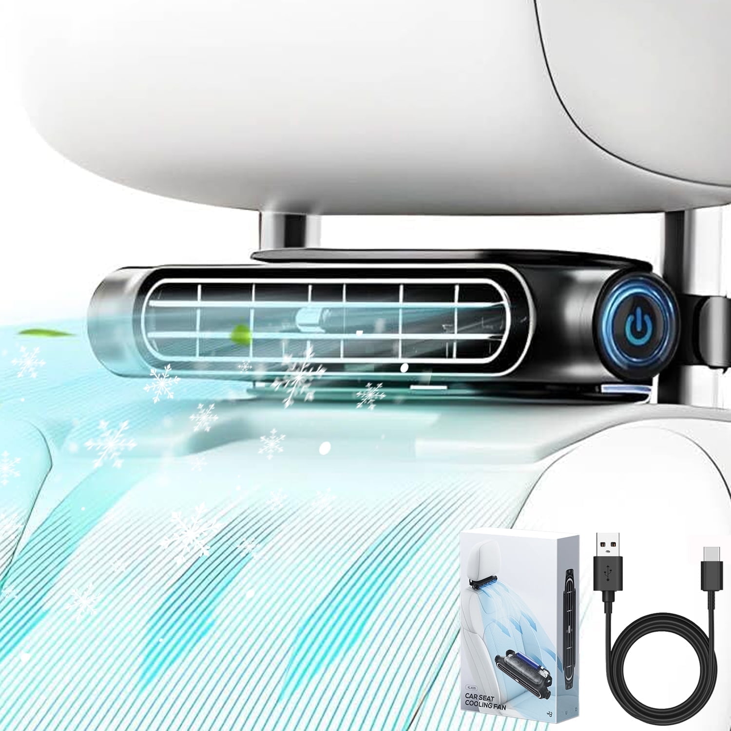 Wiher Car Fan for Back Seat, Rechargeable Headrest Fan, Bladeless ...