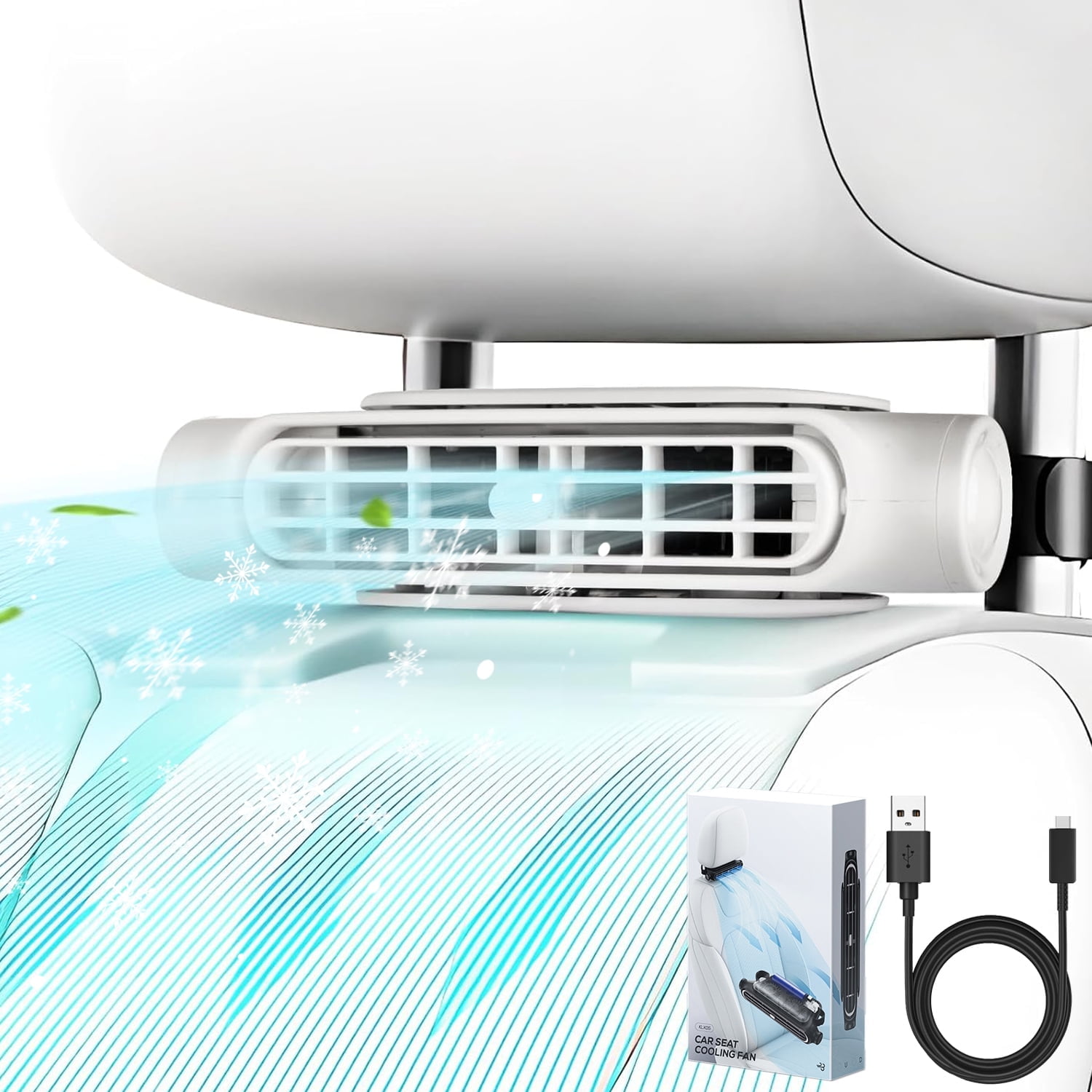 Wiher Car Seat Cooling Fan, Rechargeable Car Headrest Fan for Front ...