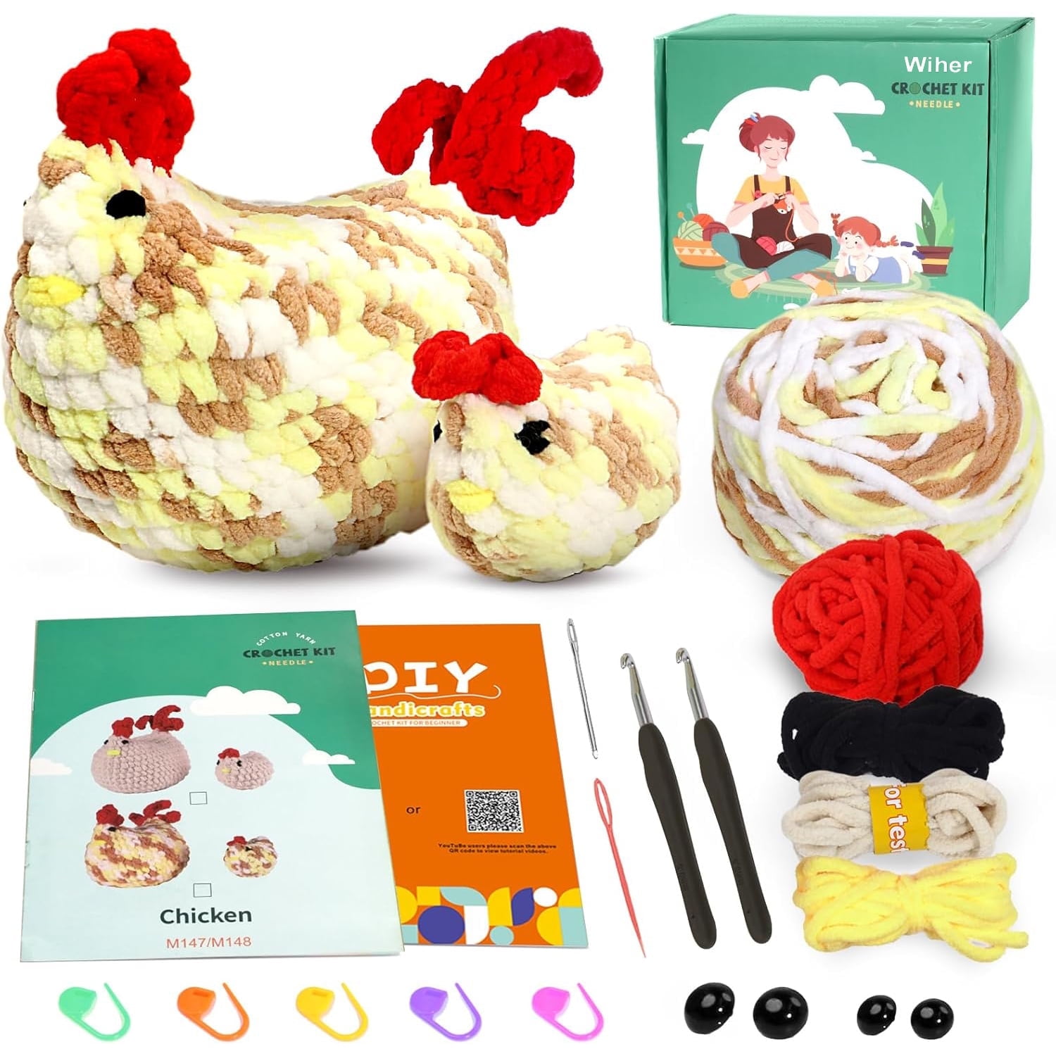 Wiher Crochet Kit for Beginners, 2PCS Ankylosaur Crochet Animal Kit ...