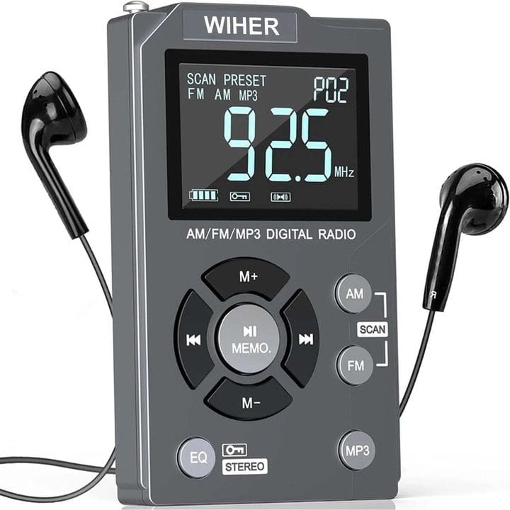 Wiher Portable Pocket AM FM Radio with Stereo Earphones 600mAh ...