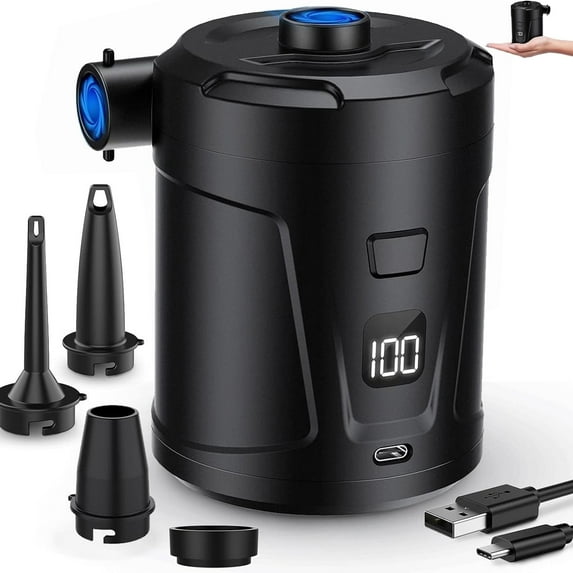 Prociv Electric Air Pump for Inflatables, 5200mAh Battery, 4 Nozzles ...