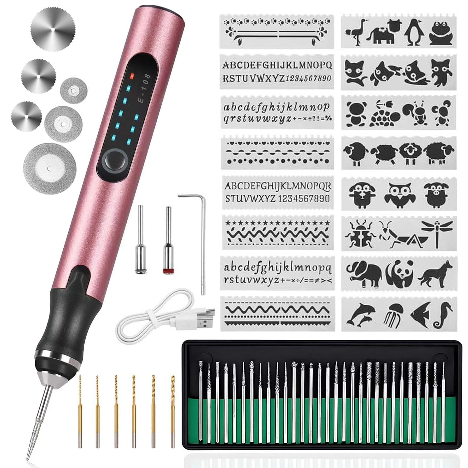 Wiher Electric Engraving Pen Kit with 42 Bits, Portable Cordless Micro ...