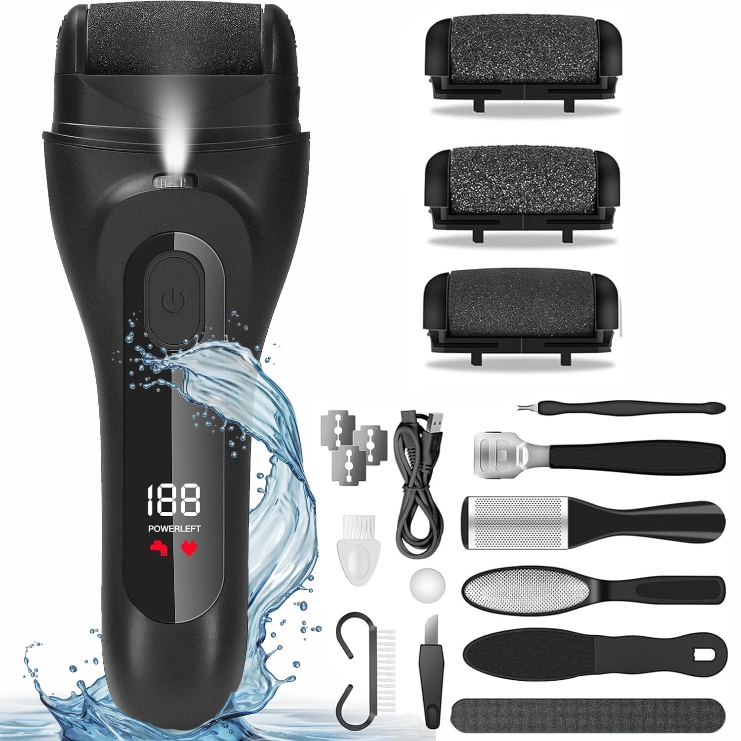 Wiher Electric Foot Callus Remover, LED Light & Display Electric Foot ...