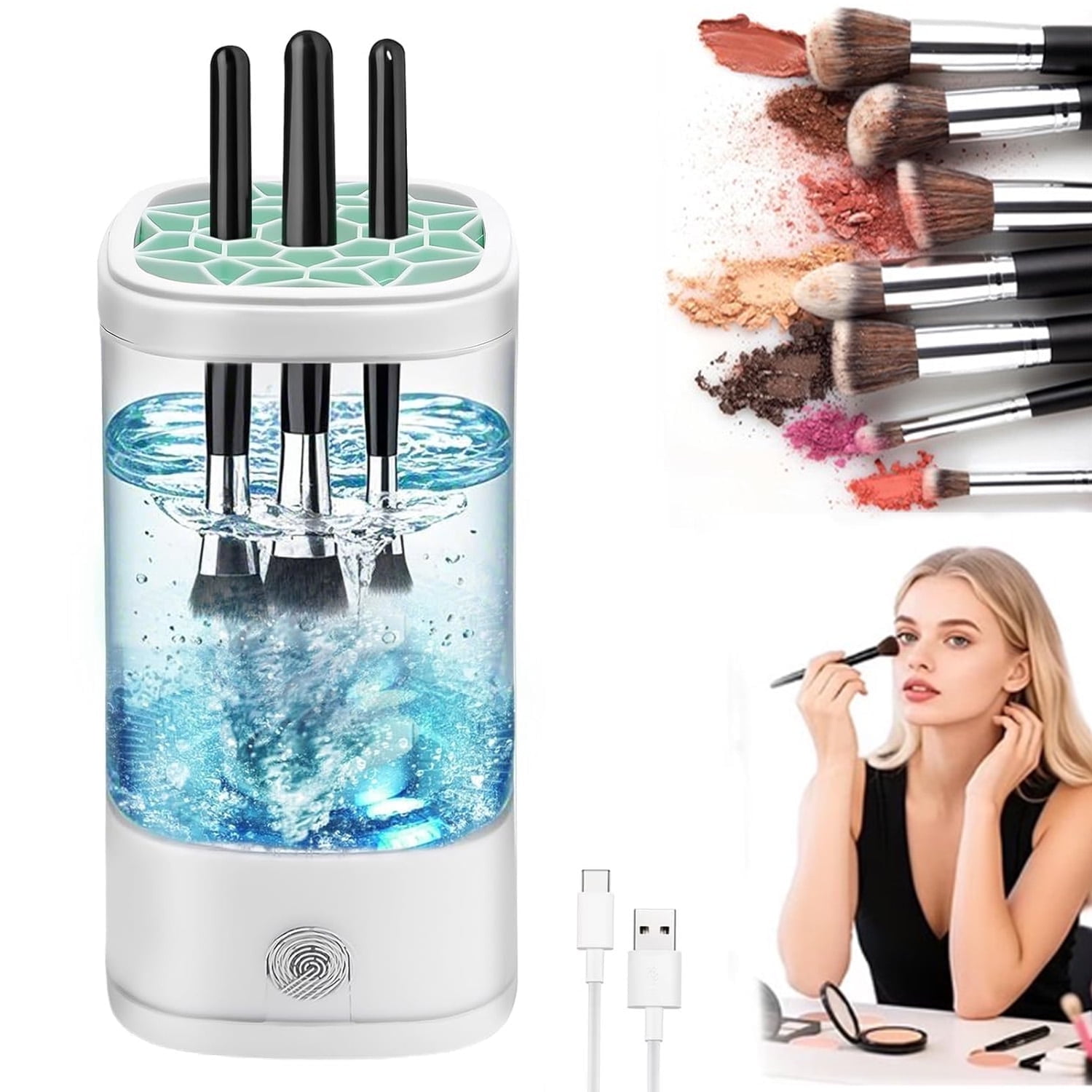 Wiher Makeup Brush Cleaner, Electric Makeup Brush Cleaner Machine with ...