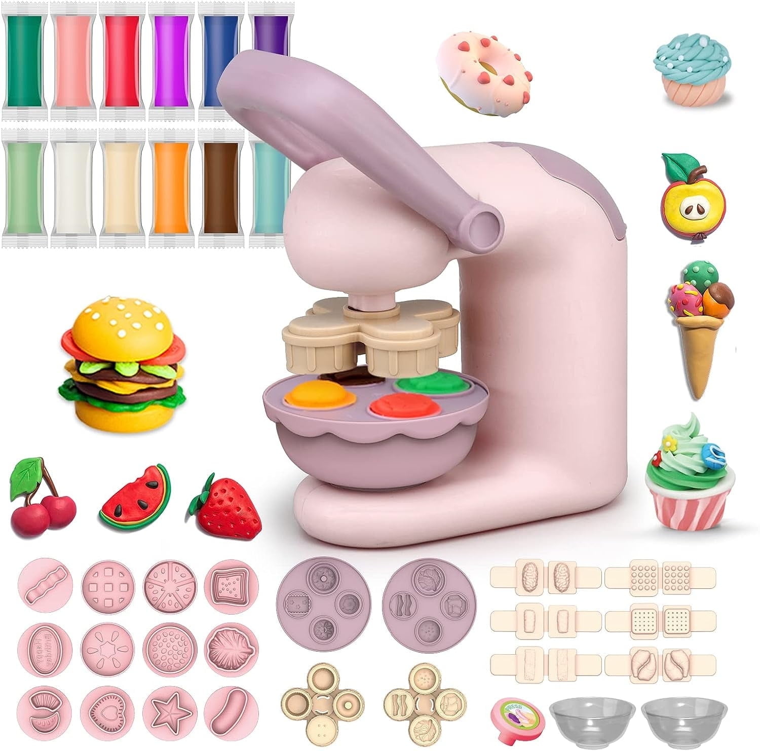Wiher Playdough Set, Playdough hamburger Set with 28 PCS Play Dough ...