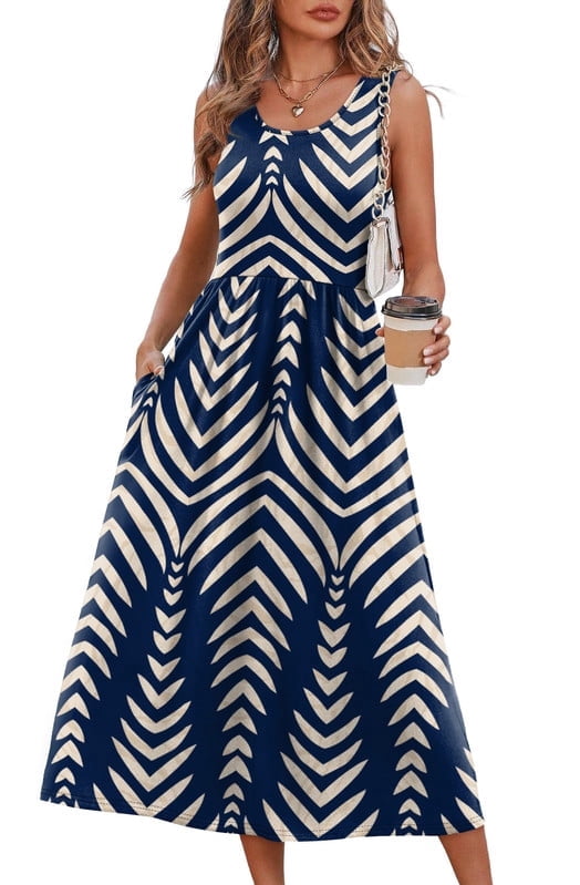 Wiholl Summer Dresses for Women Flowy Casual Midi Dress Beach Vacation ...