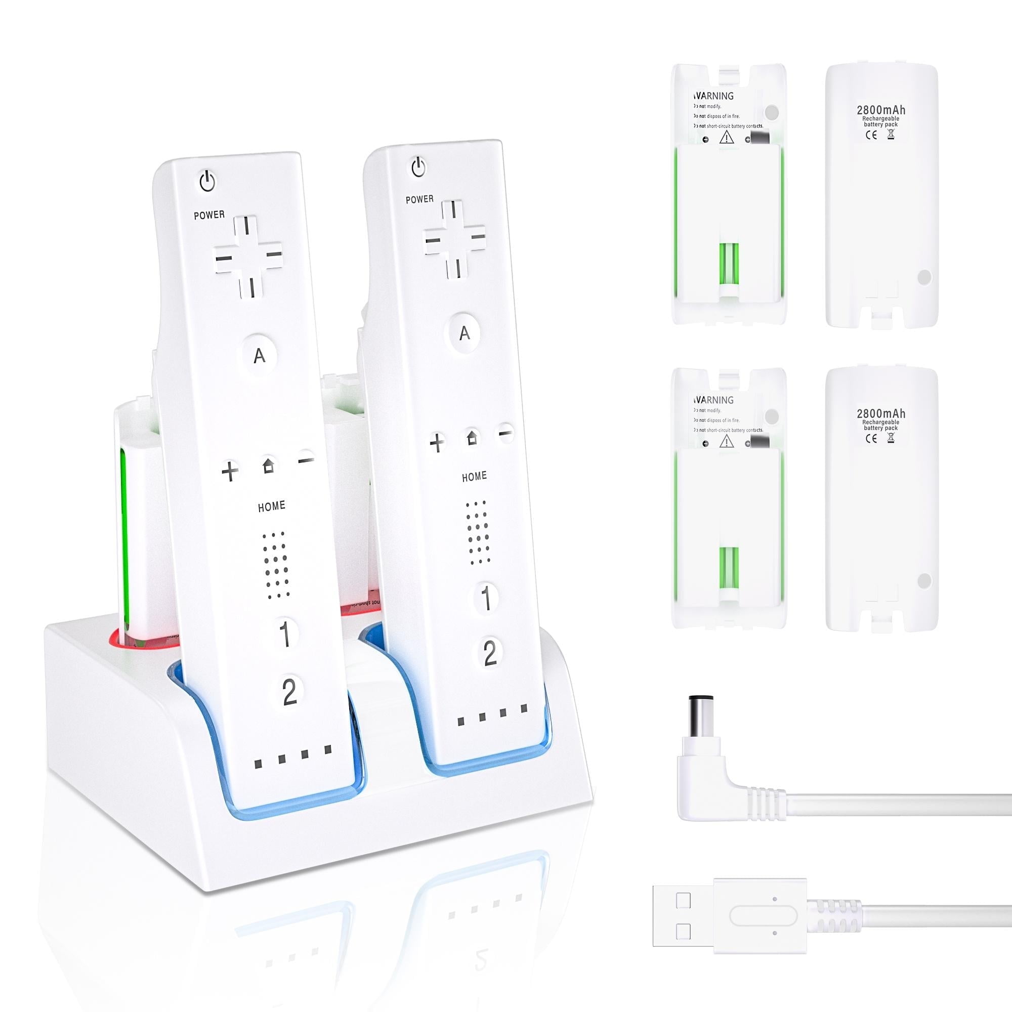 For Wii Controller Charger and Rechargeable Battery，4-in-1 Charging ...