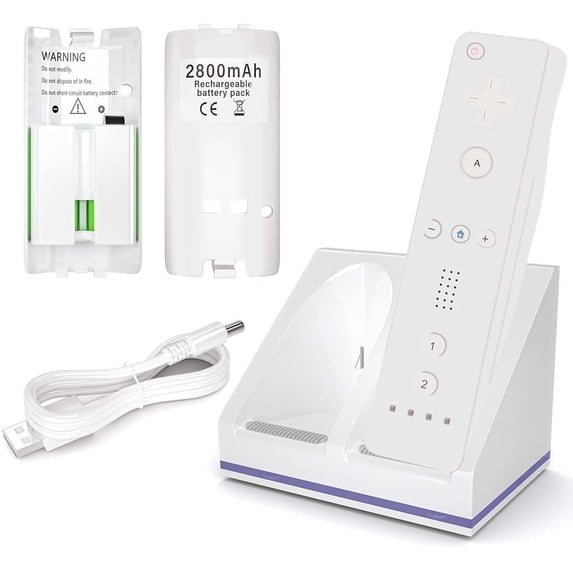 Wii Remote Charger, 2 in 1 Charging Station Charger Dock with 2 Pack ...