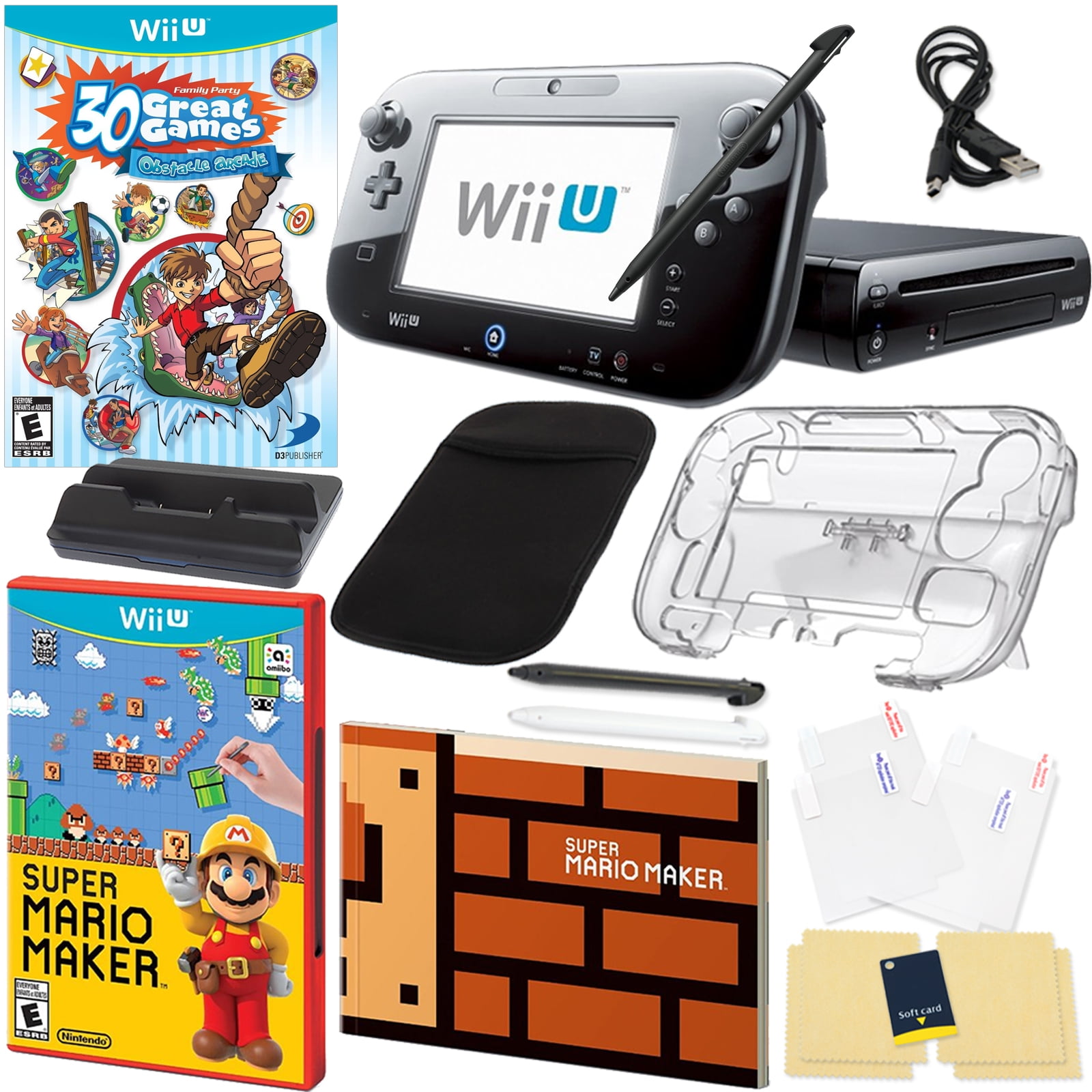 Wii U Super Mario Maker Deluxe Set with 30 Great Games & Cradle ...