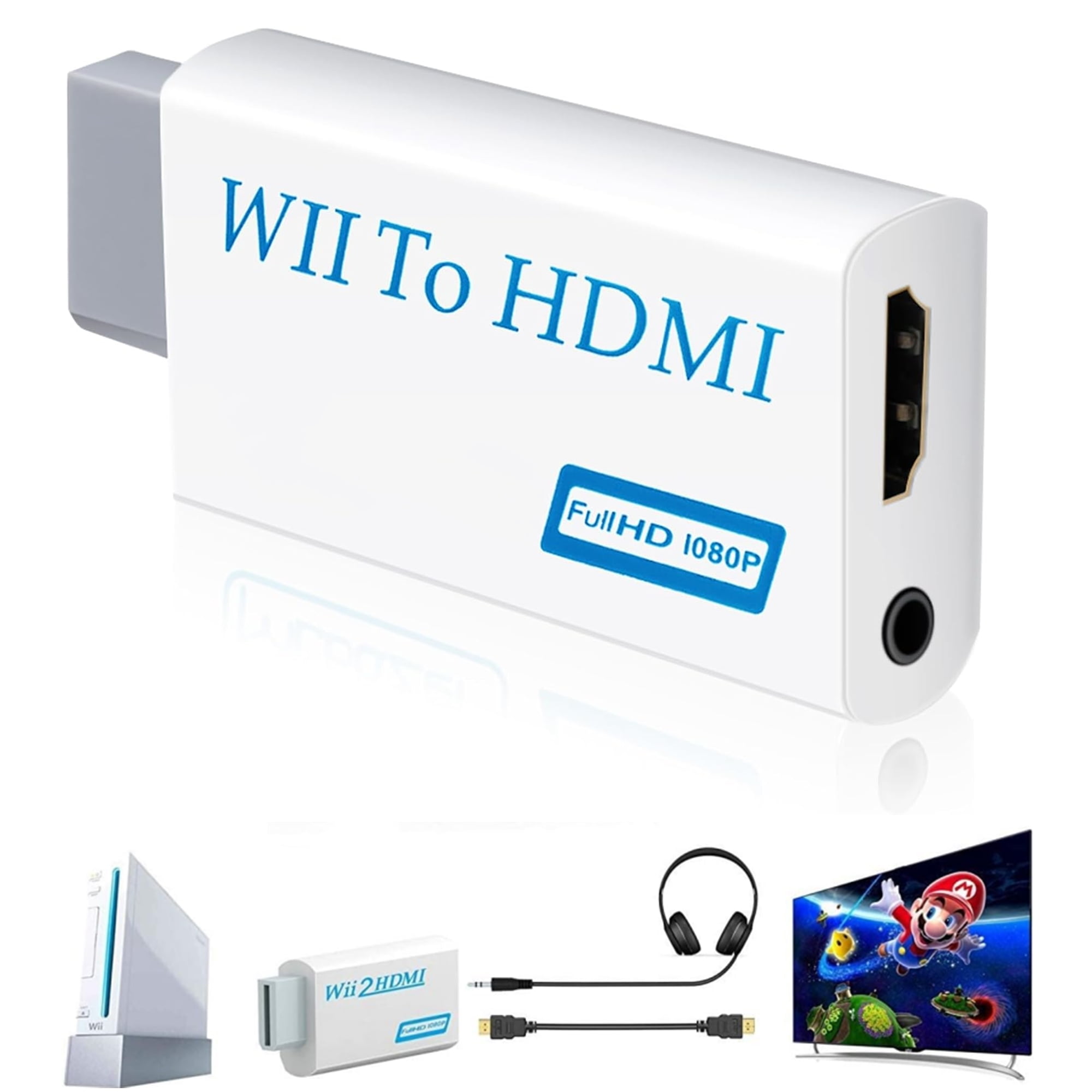 Wii to HDMI Converter Adapter, 1080p 720p Connector Output Video & 3 ...