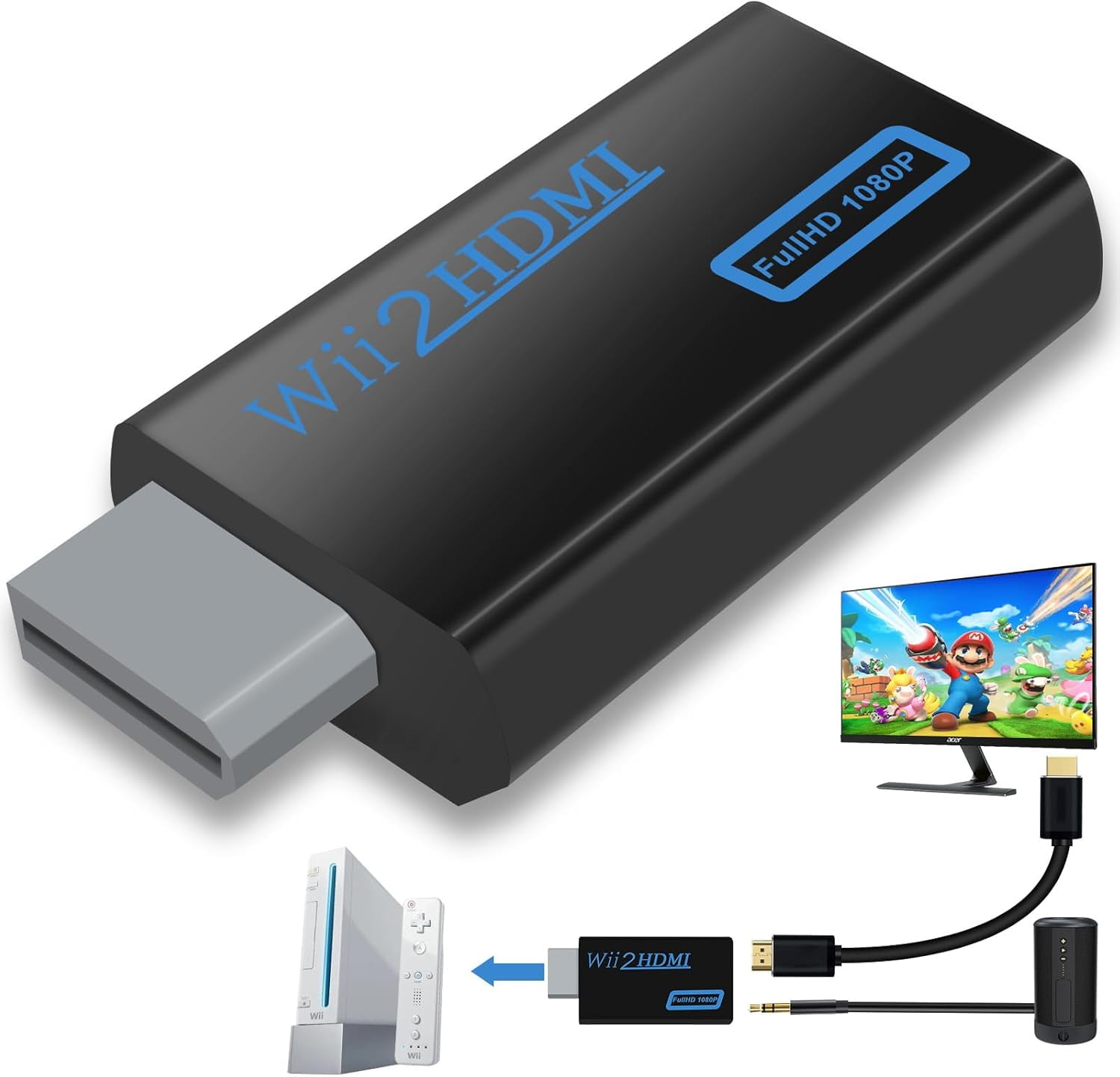 Wii to HDMI Converter Adapter，Connect Wii Console to HDMI Display in ...
