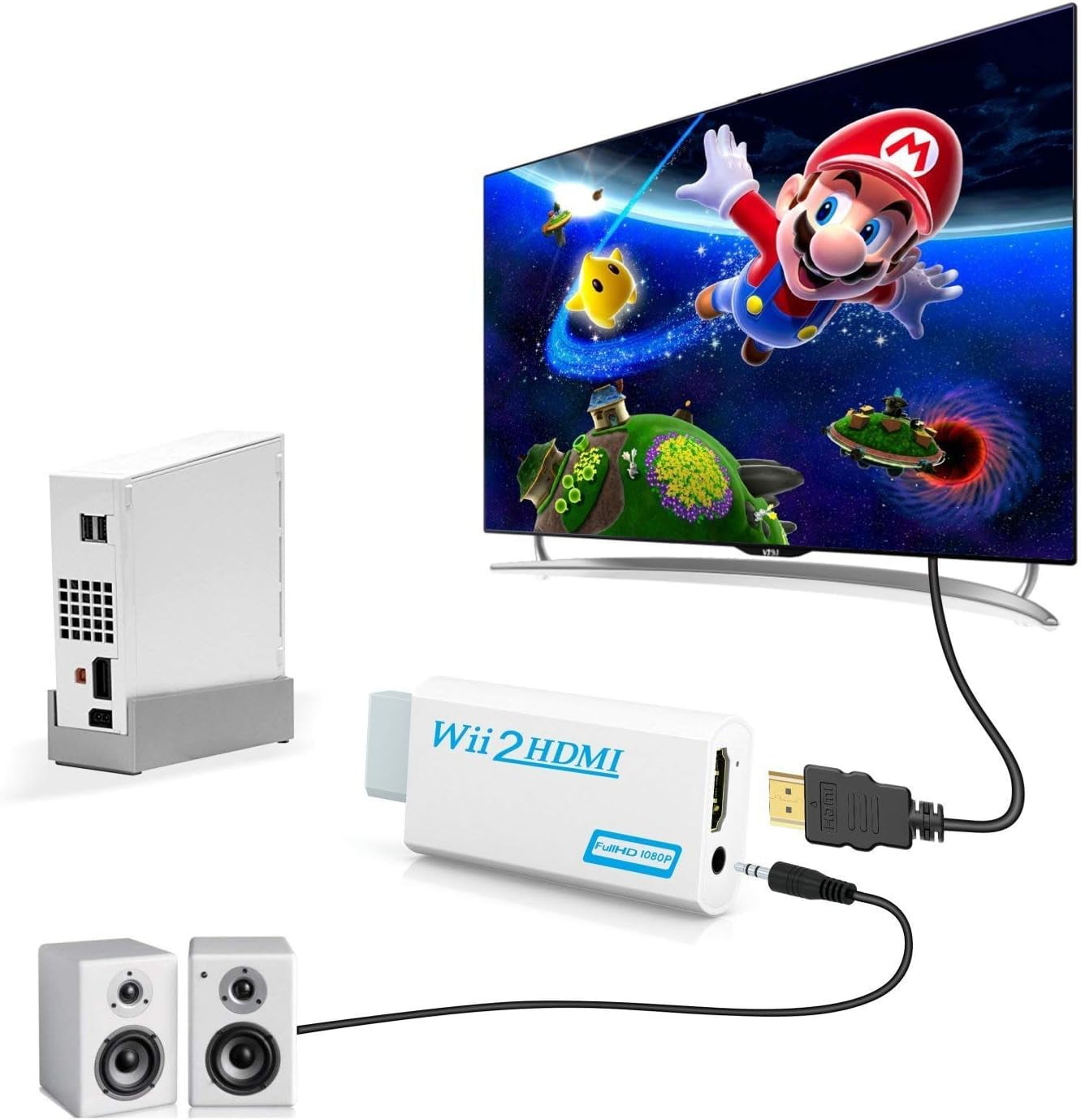 Wii to HDMI Converter Adapter，Connect Wii Console to HDMI Display in ...