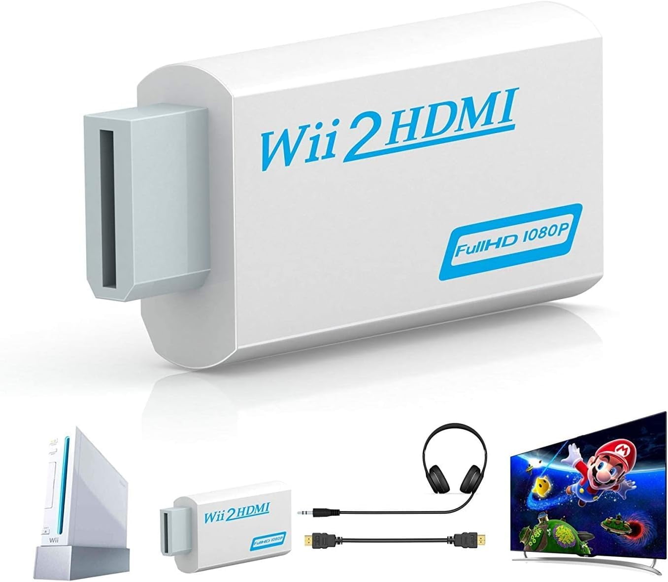 Wii to Hdmi Connector/Converter/Adapter, 1080p Output Video, 3.5mm ...