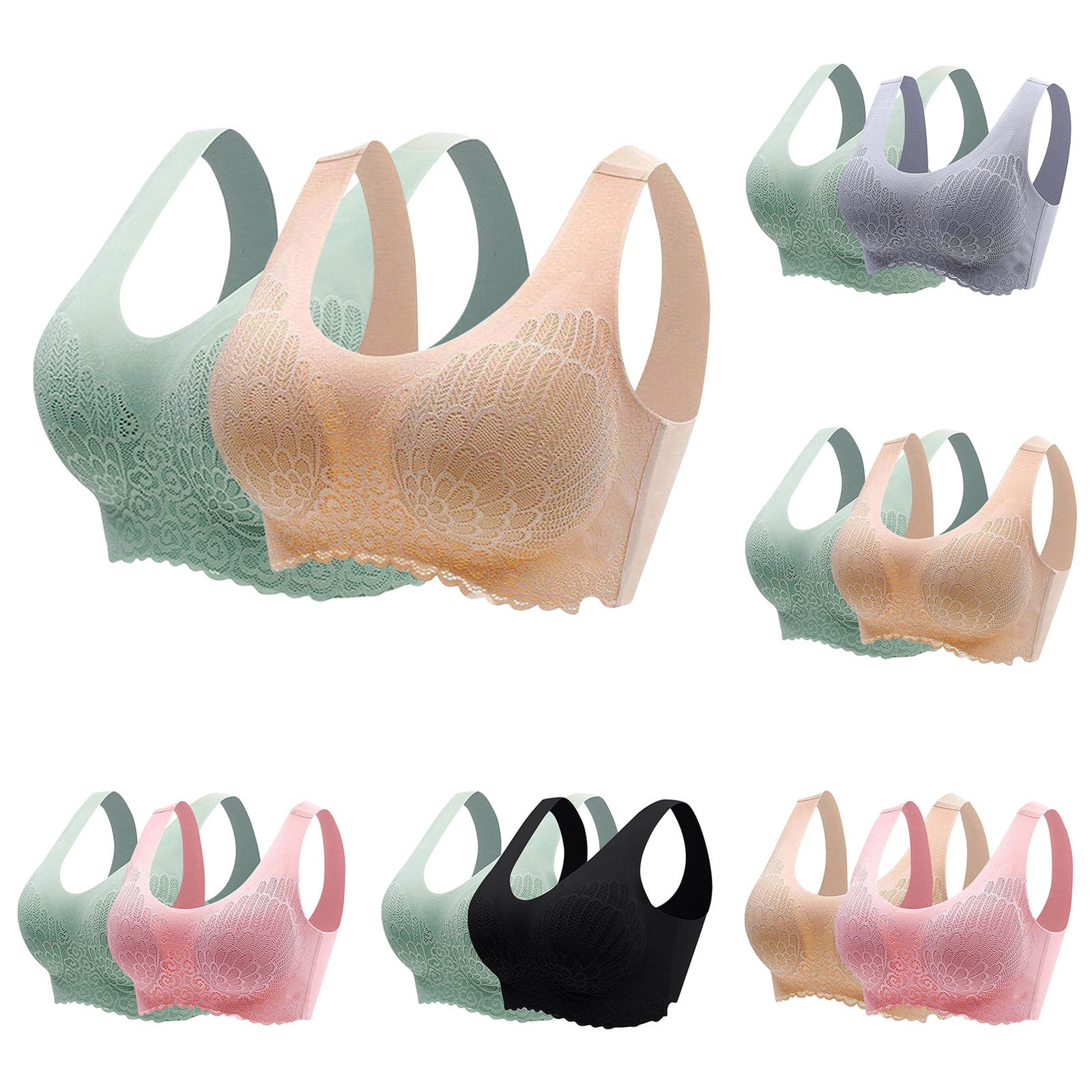 Wiicoznt 2PC Bras for Women Soft Breathable Loose Every Day Elastic ...