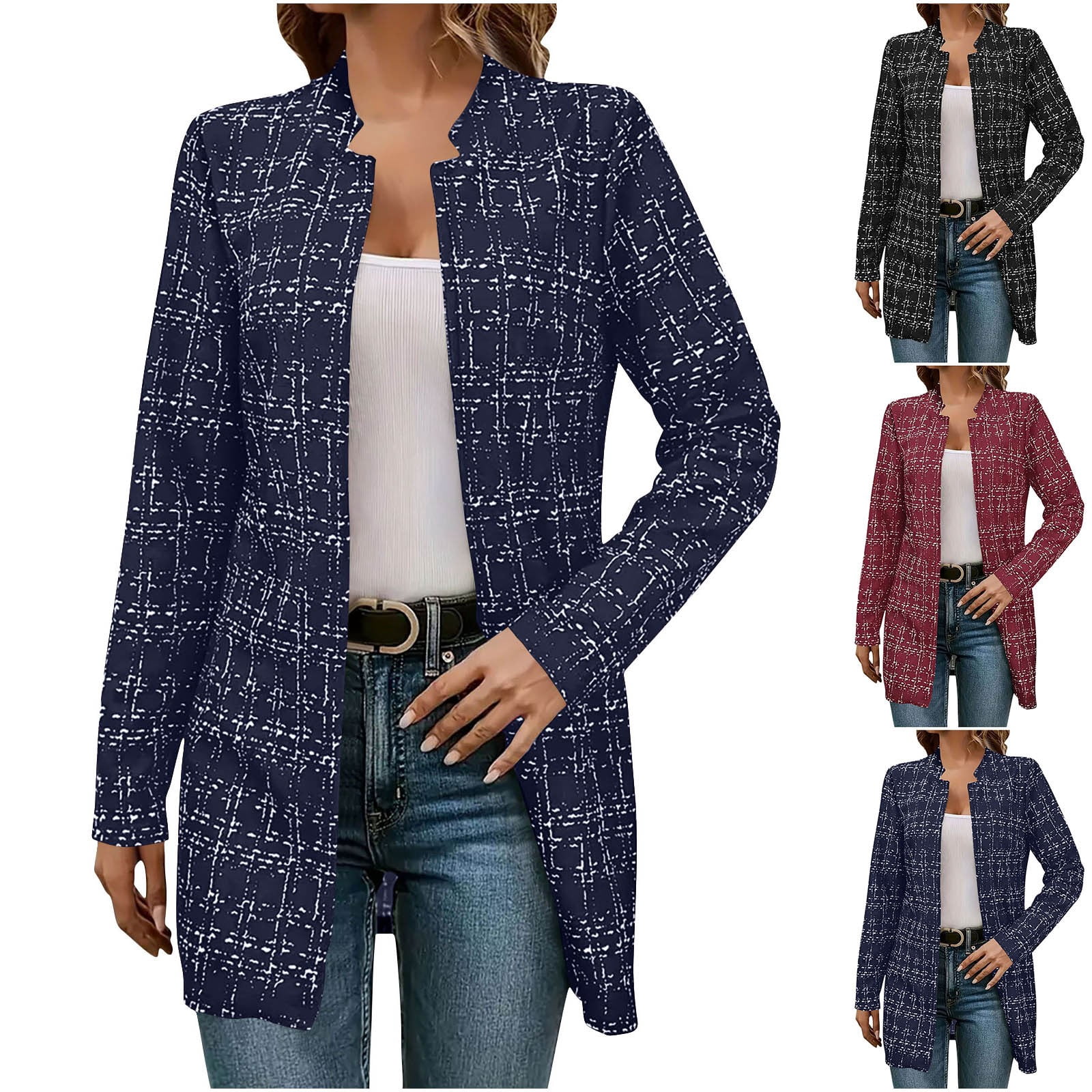 Wiicoznt Blazers for Women Business Elegant Lapel Long Sleeve Suit ...
