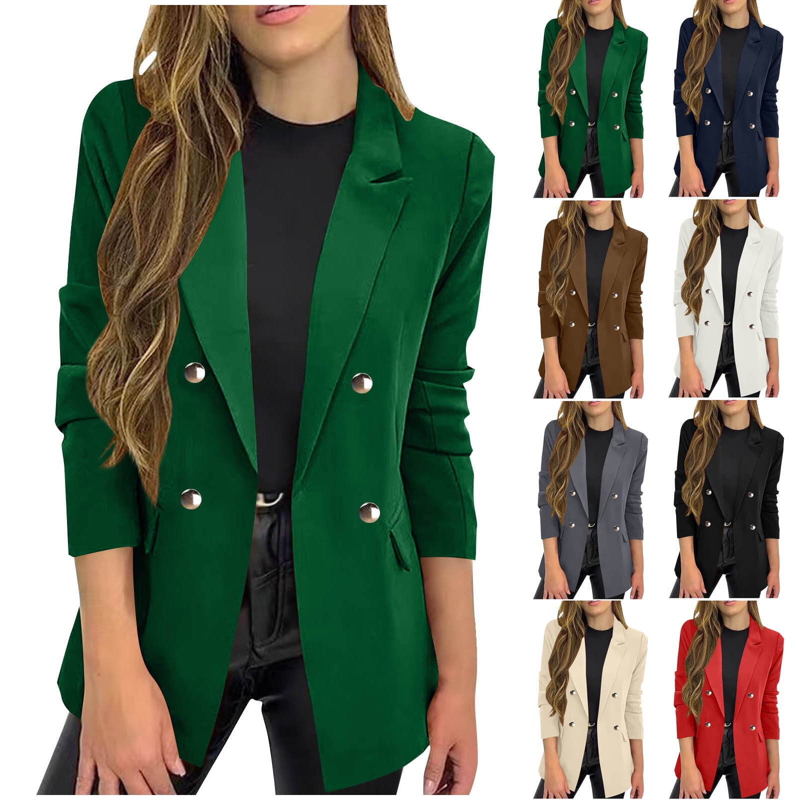 Wiicoznt Blazers for Women Business Elegant Lapel Long Sleeve V Neck ...