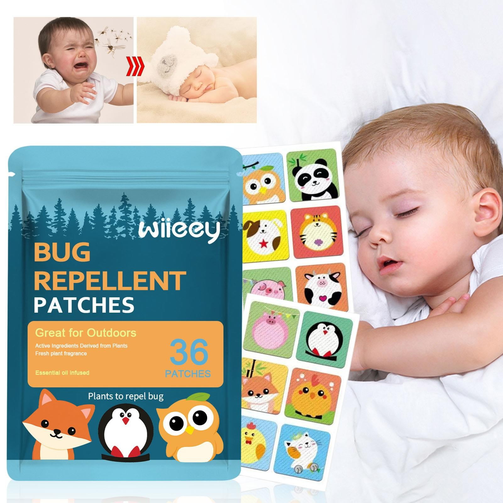 Wiieey Bug Repellent Patches, Mosquito Repellent Stickers (36 Pack ...