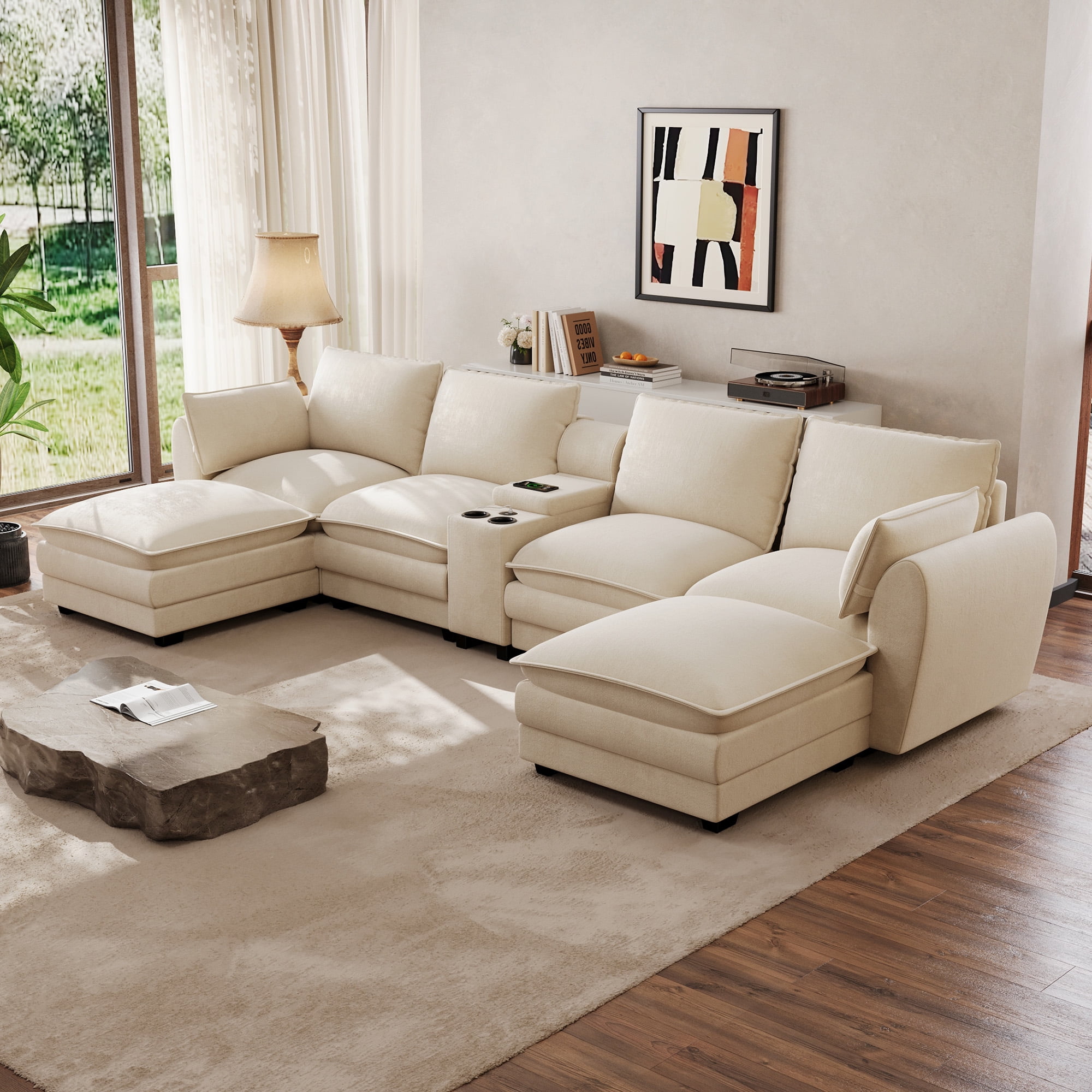 Wiilayok 145" U Shaped Cloud Couch Modular Sectional Sofa for Living ...