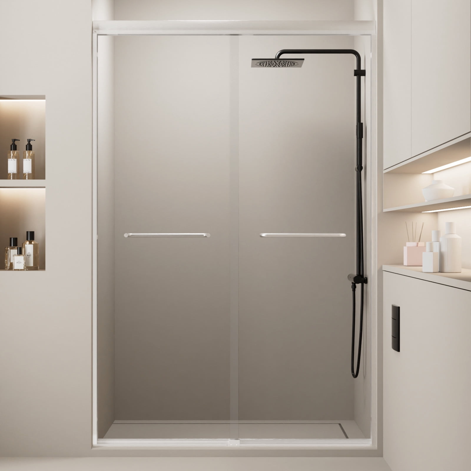 Wiilayok 44-48 in. W x 72 in. H Double Sliding Shower Door, Semi ...