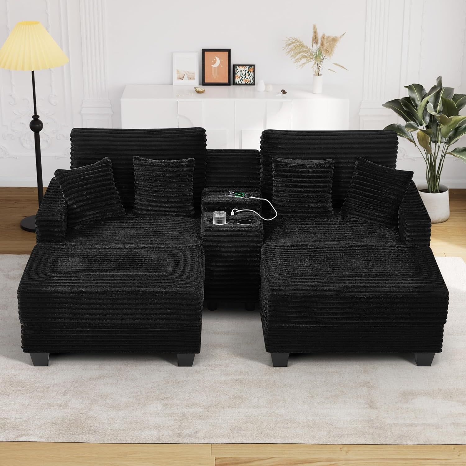 Wiilayok 82.6" U-Shaped Modular Sectional Sofa with Adjustable Backrest ...