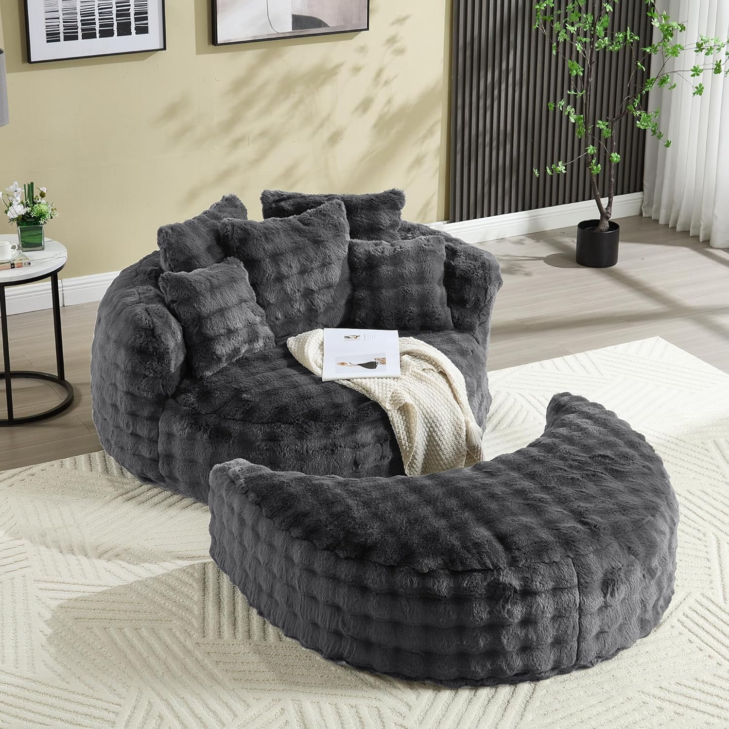 Wiilayok Oversized sofa chair Chaise Lounge Chair Indoor 58" W Round ...