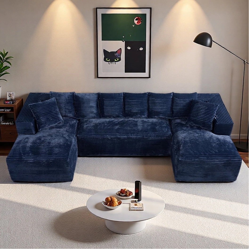 Wiilayok U Shaped Sectional Sofa,Modular Cloud Corduroy Sofa Couch with ...