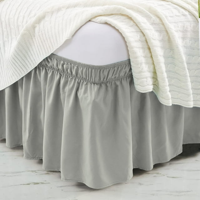Elastic Wrap Around Bed Skirt Dust Ruffle Smooth Soft Bed Frame Cover