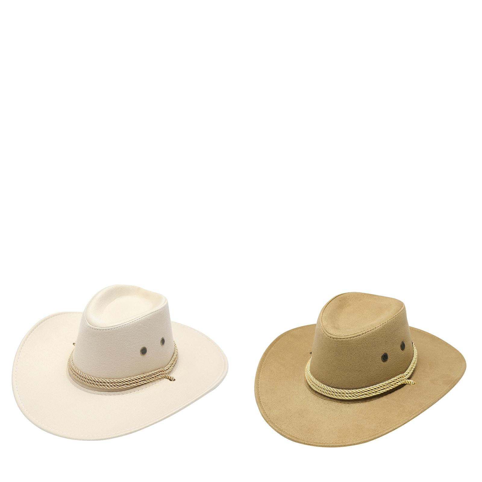 Wijhcboe 2 Pack Adult Cowboy Hat for Women Sparkly Casual Solid Summer ...