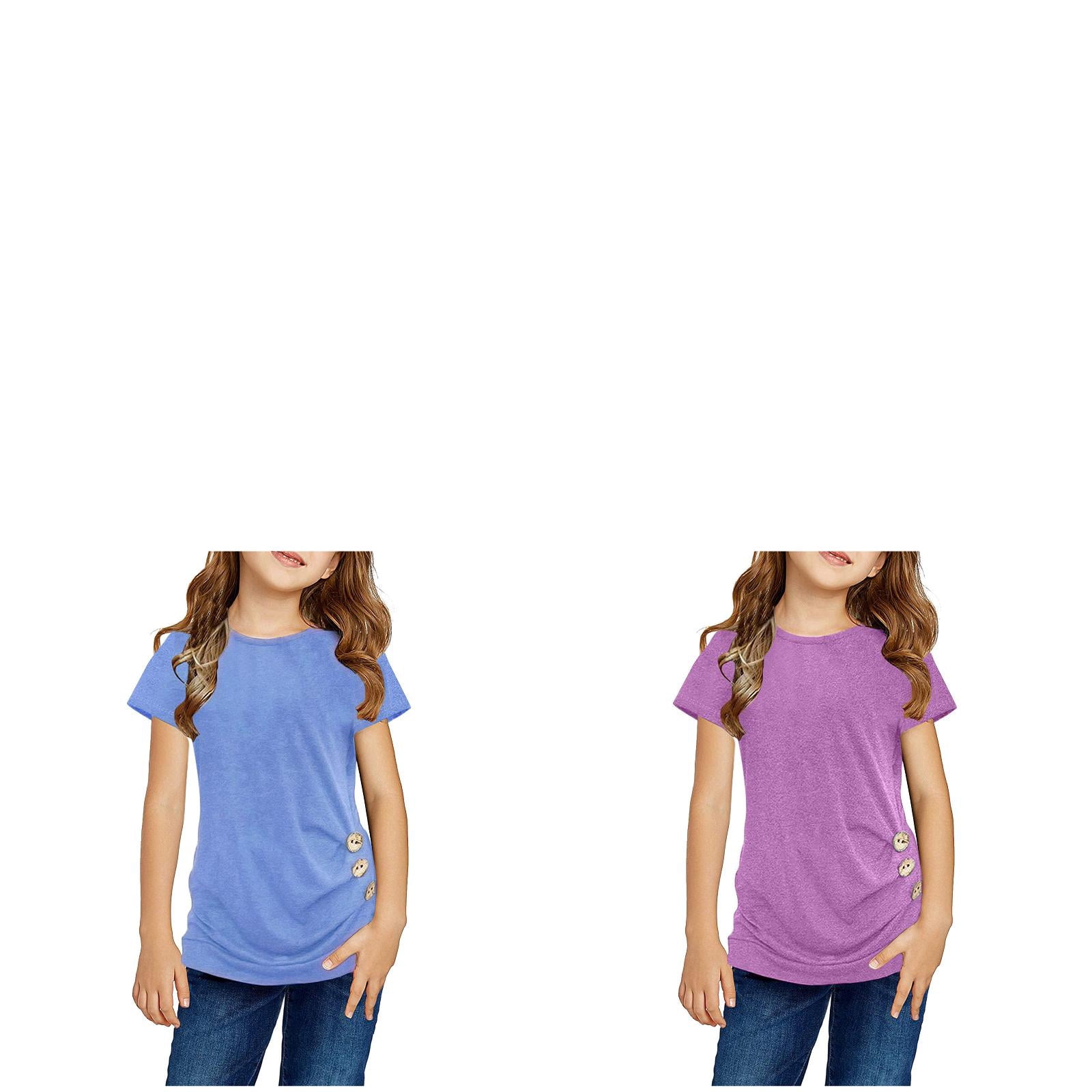 Wijhcboe 2 Pack Knot V Neck T Shirts Girls Tunic Button Short Girls 6 ...