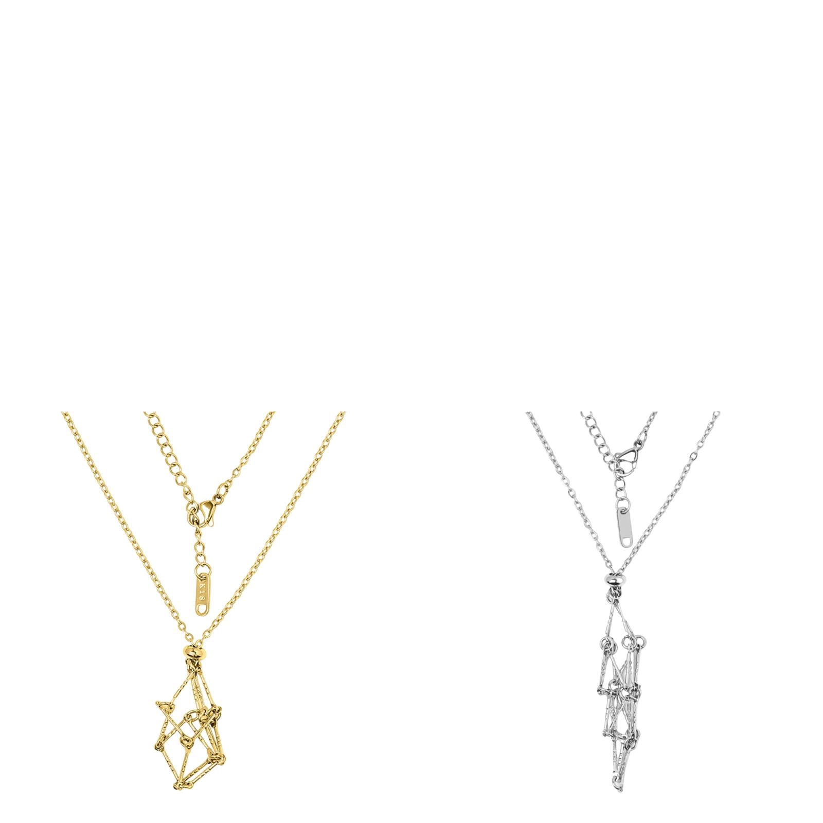 Wijhcboe 2 Pack Stone Mens Chains Holder Necklace Adjustable Cage ...