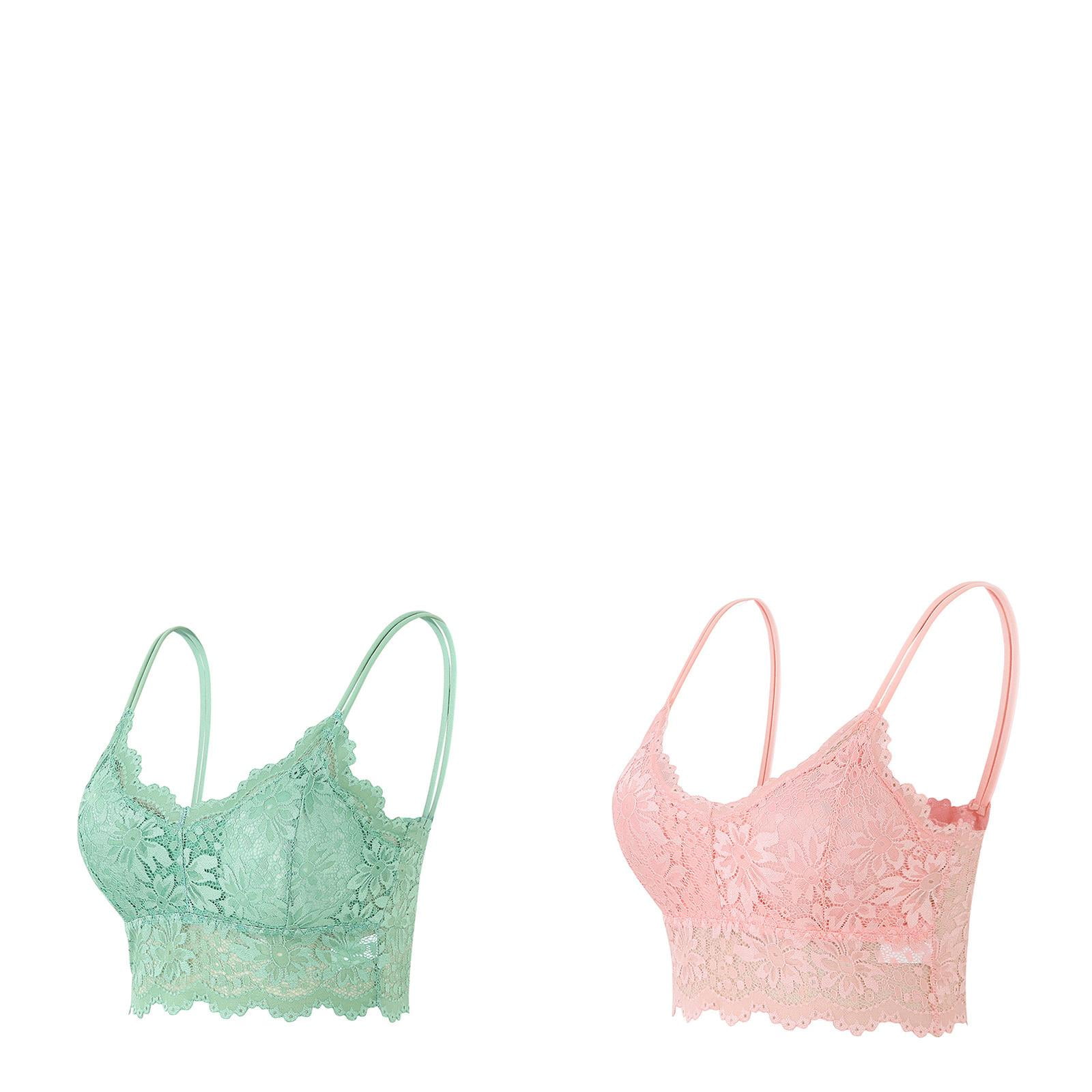 Wijhcboe 2 Pack Stretch Womens Bras No Underwire Front Closure ...