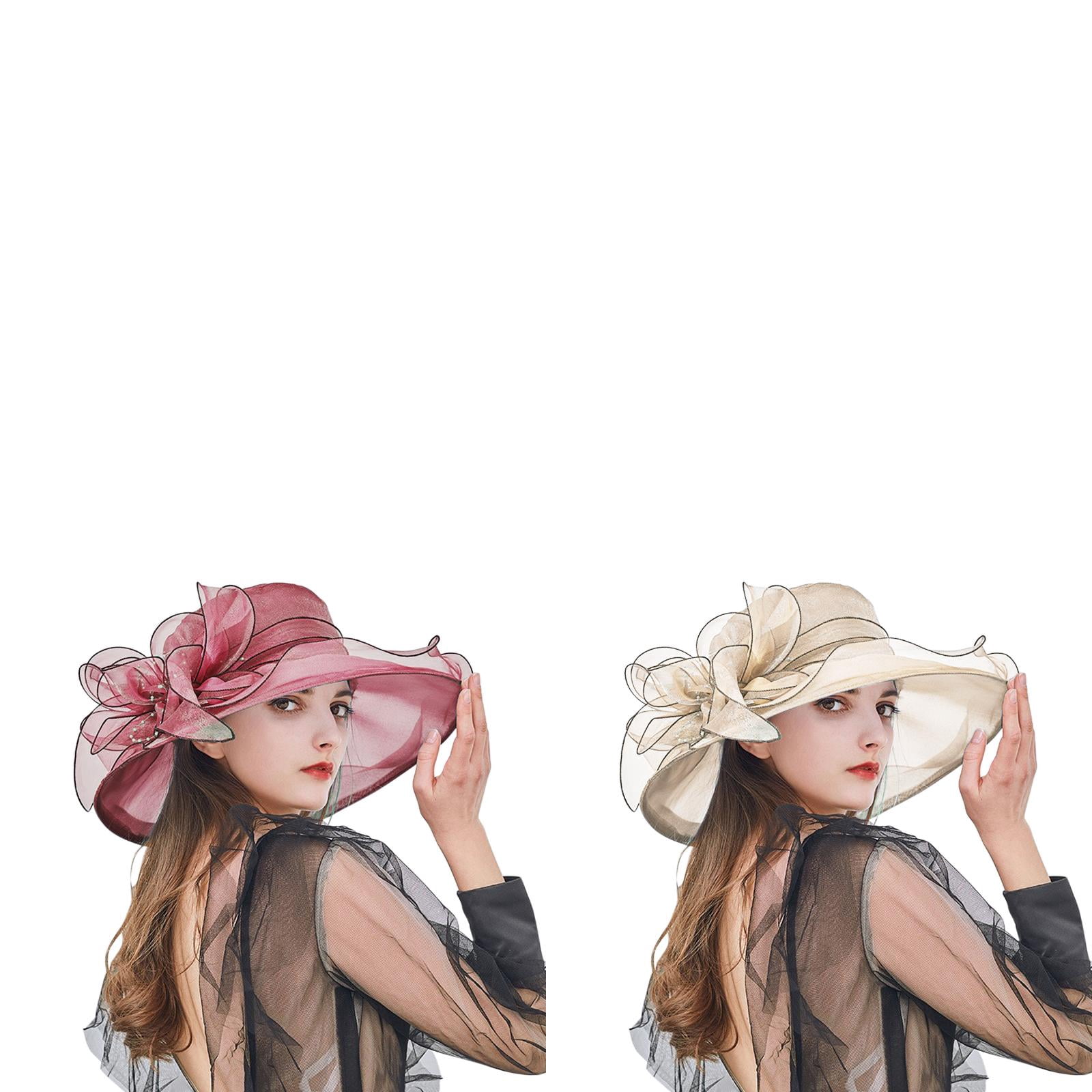 Wijhcboe 2 Pack Womens Natural Light Visor Summer Dress Hat Wide Hat ...