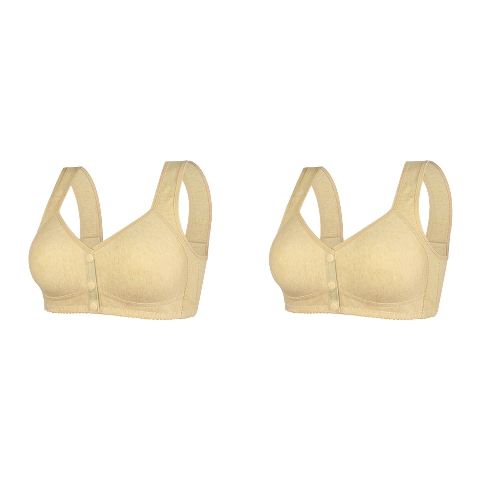Wijhcboe 2 Pack Womens Sports Bras No Steel Ring Front Bras Bulk Close ...