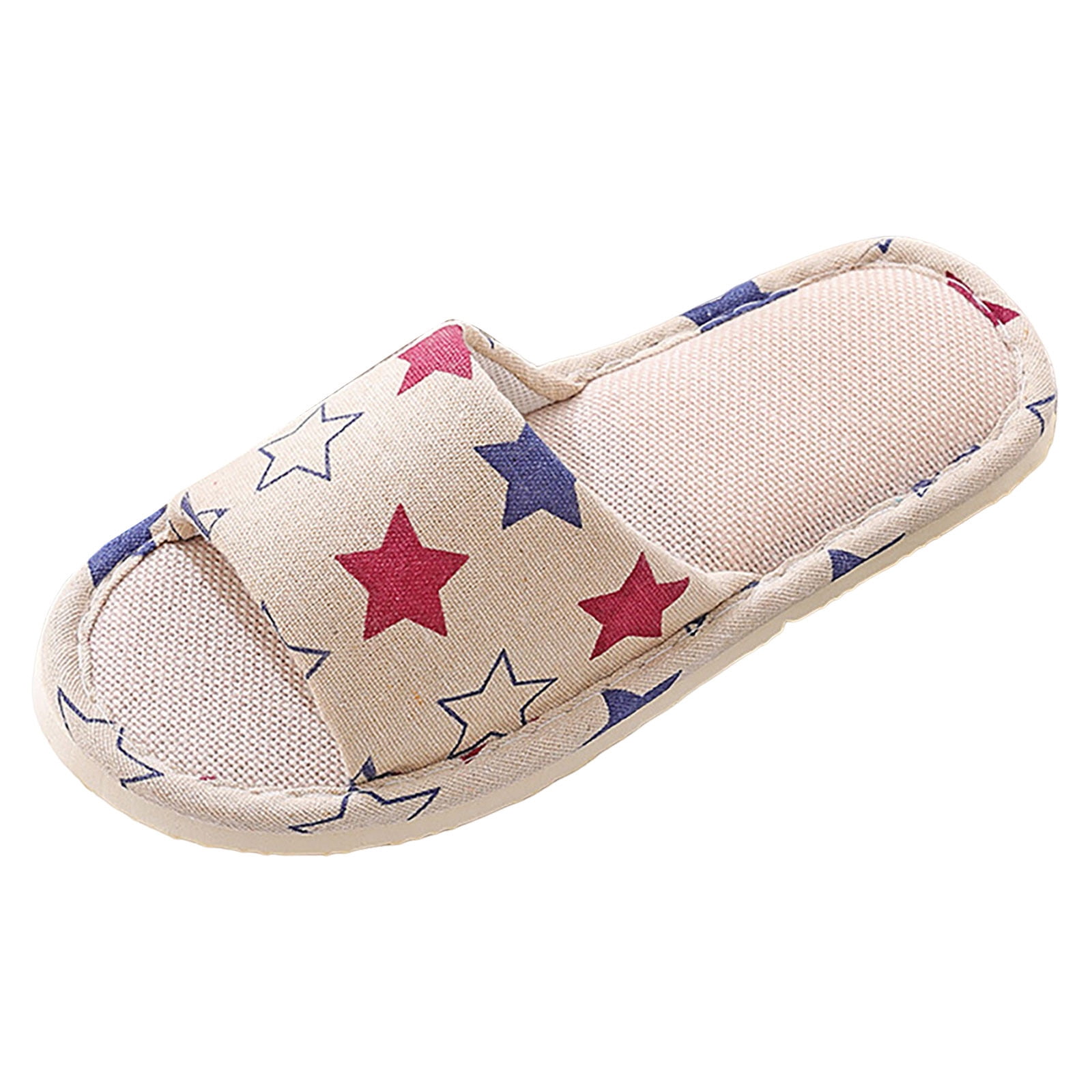 Wijhcboe New Foam Bottom Linen House Slippers for Women Memory Foam ...