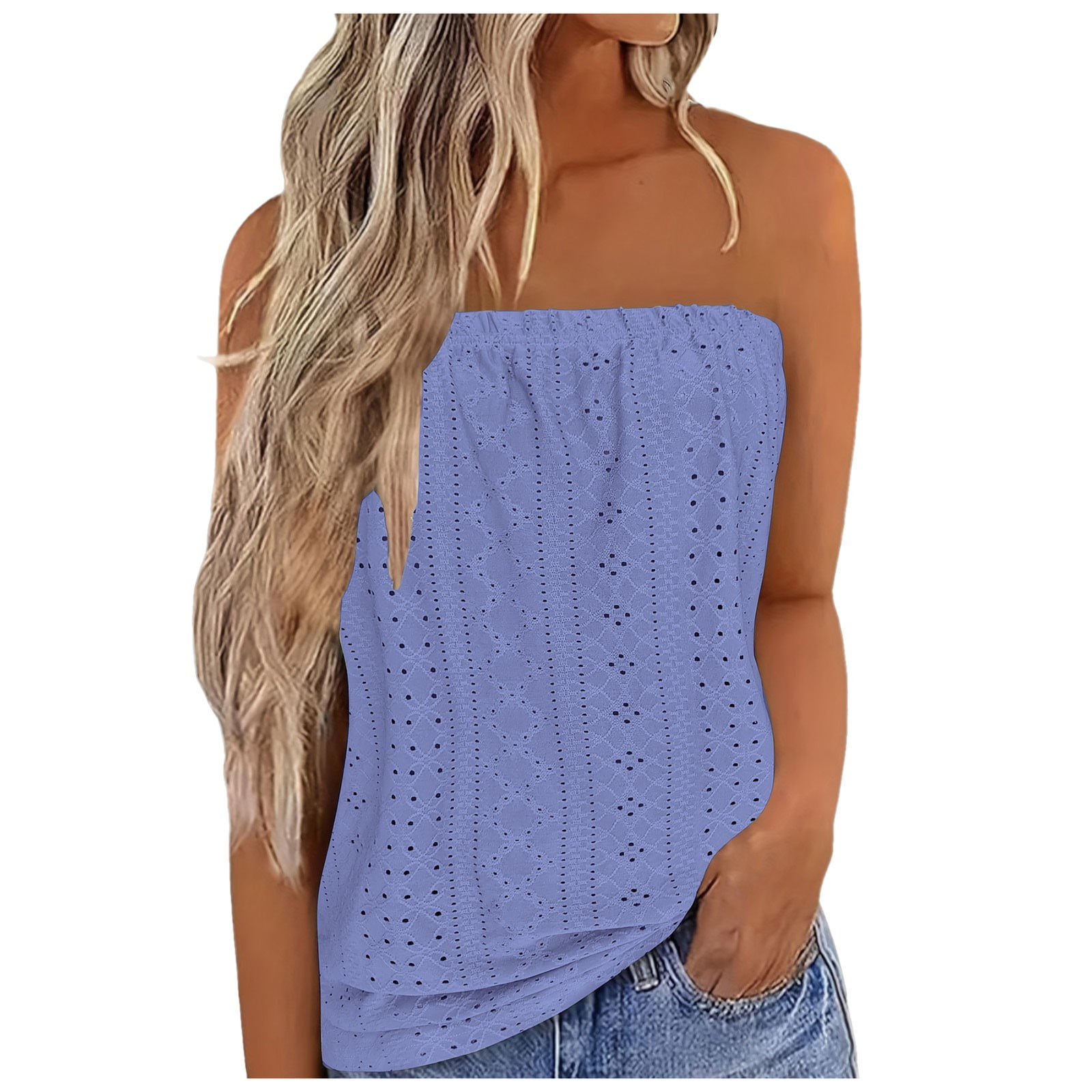 Wijhcboe Women Print Strapless 2Xl Tops Women Bandeau Tank Casual ...